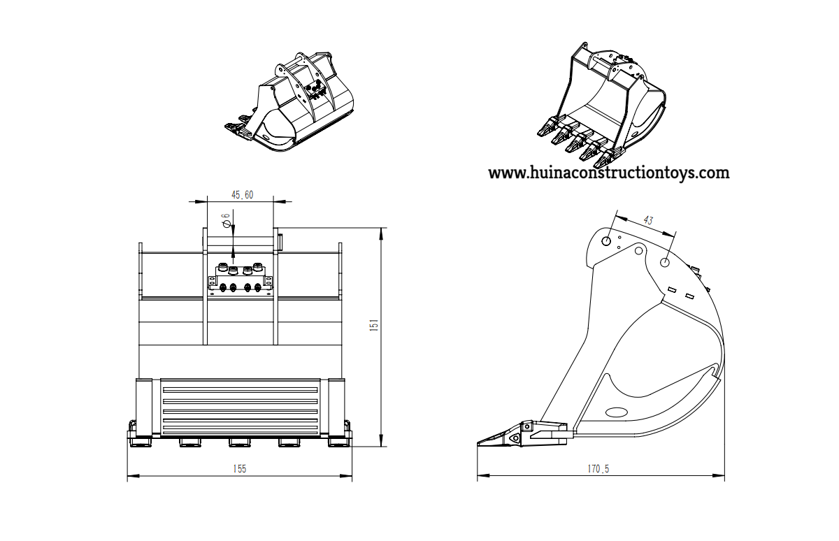 Kabolite 970 RC Excavator – Huina Construction Toys
